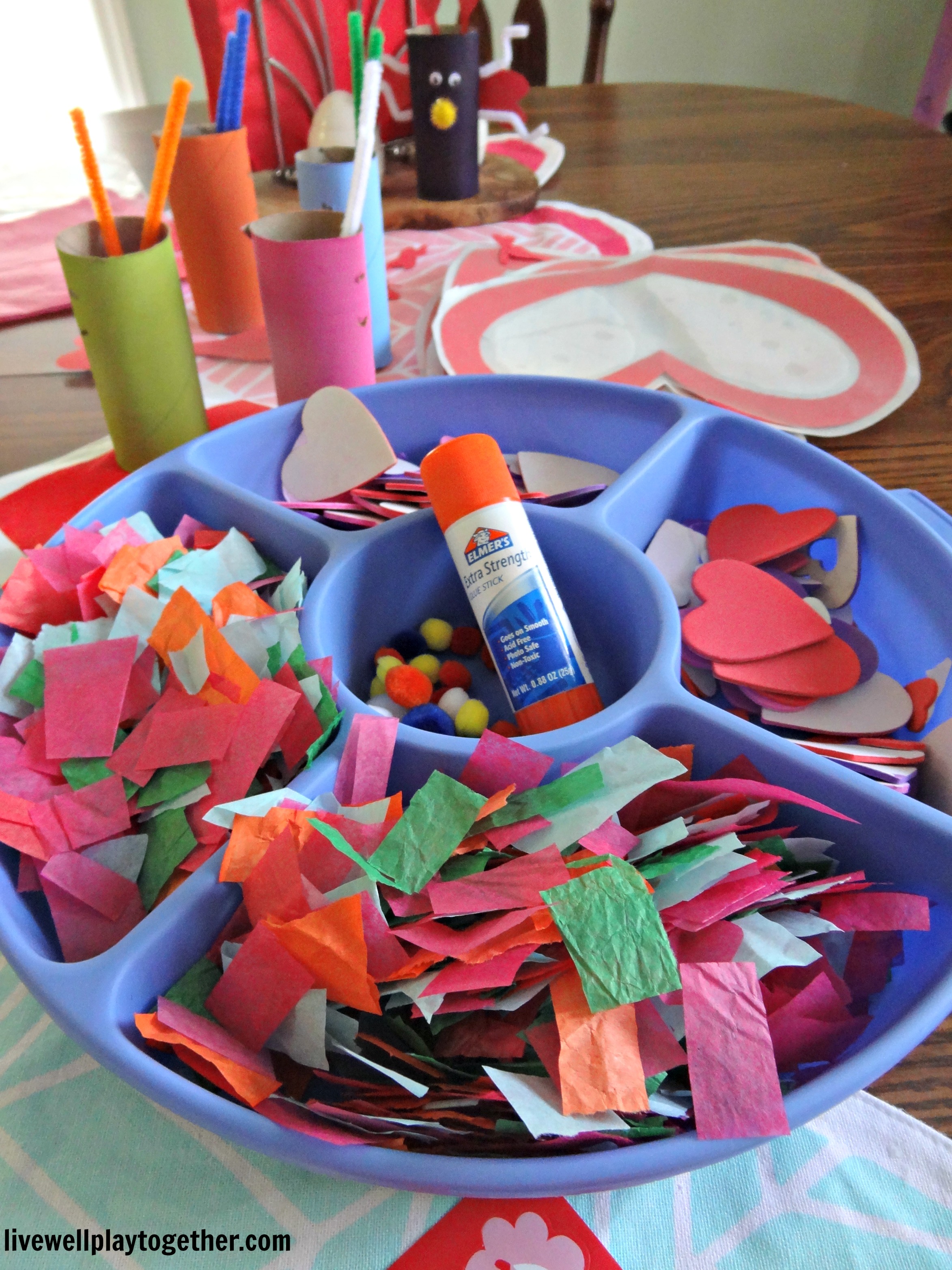 Valentine's Day Craft: Tissue Paper Hearts - Live Well Play Together