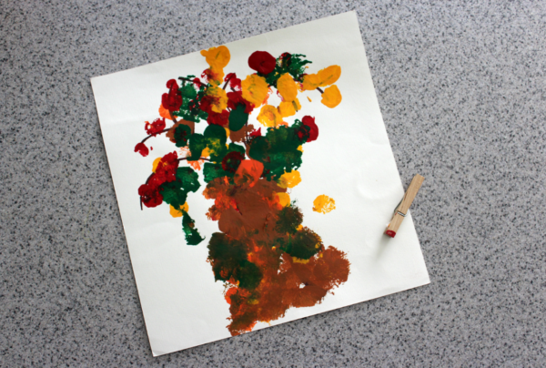 Fall Tree Craft: Cotton Ball Painting - Live Well Play Together