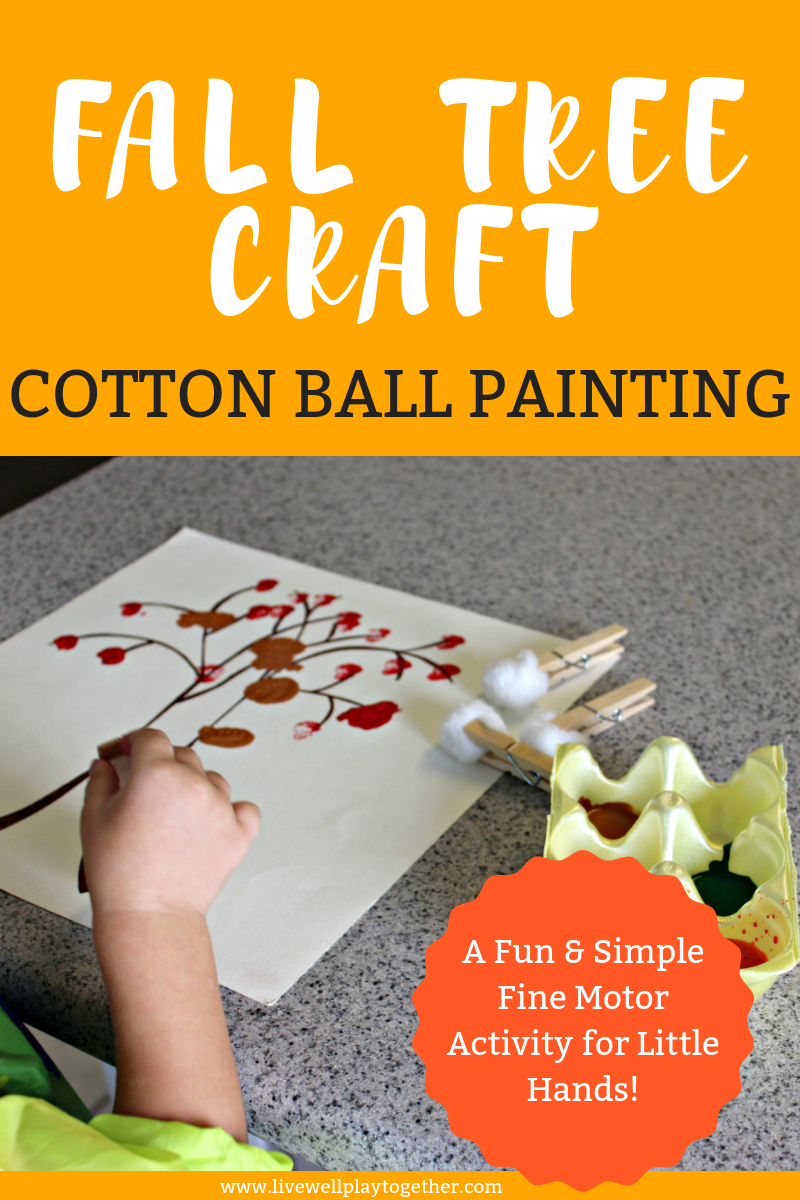 Fall Tree Craft: Cotton Ball Painting - Live Well Play Together