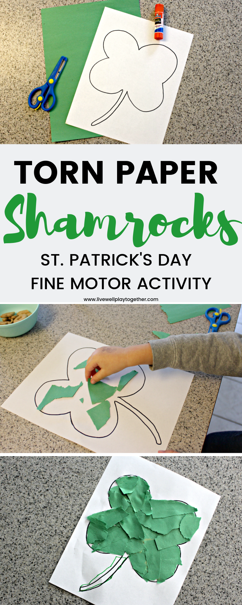 Torn Paper Shamrock: A Fine Motor Activity for St. Patrick's Day - Live ...