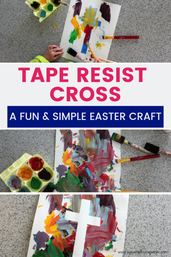 Easy Preschool Easter Craft: Cross Resist Art - Live Well Play Together