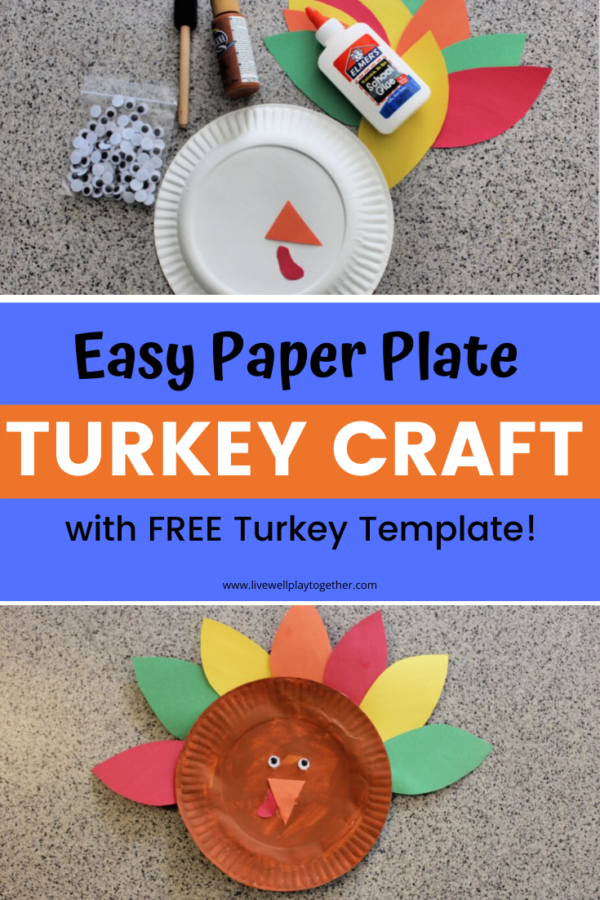 Paper Plate Turkey Craft for Kids + Free Turkey Template - Live Well ...