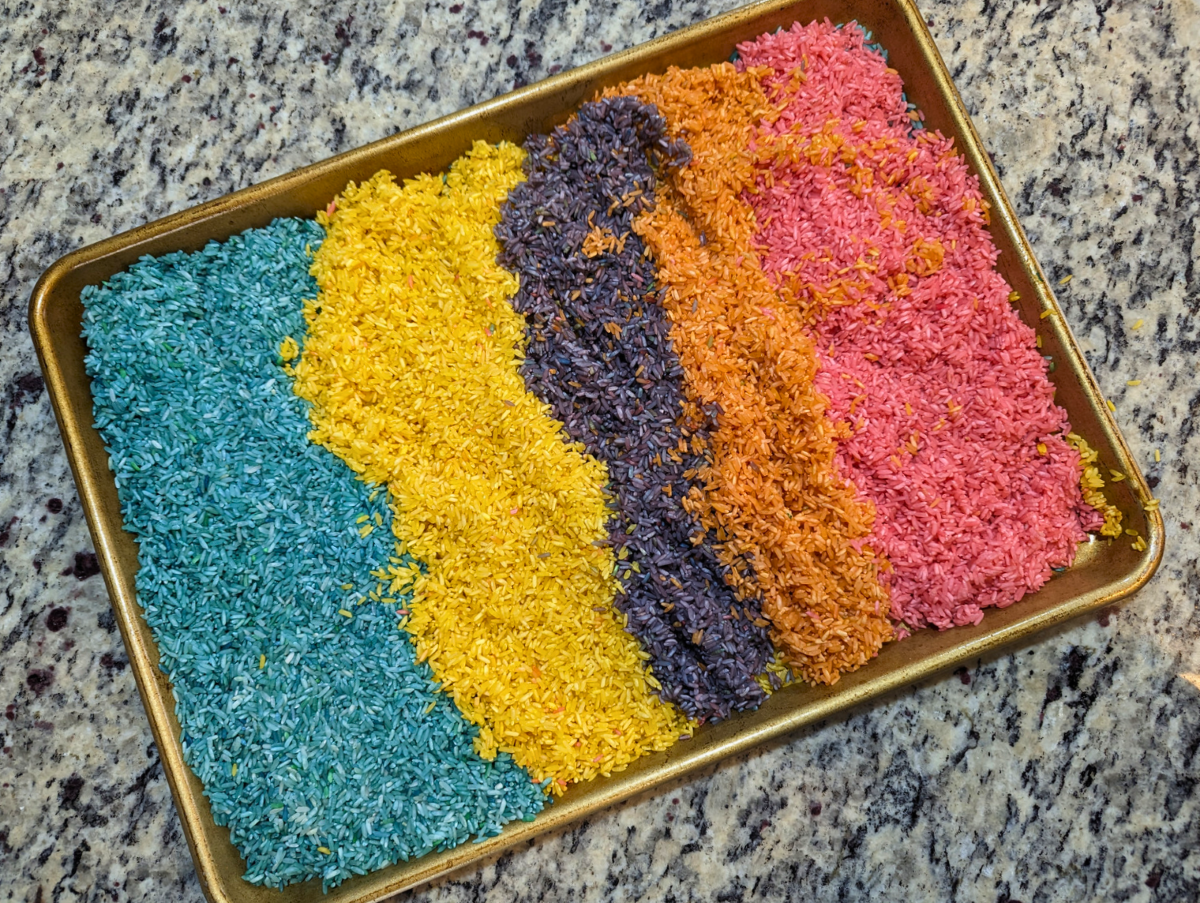 How to Make Rainbow Rice Sensory Bin Filler - Live Well Play Together
